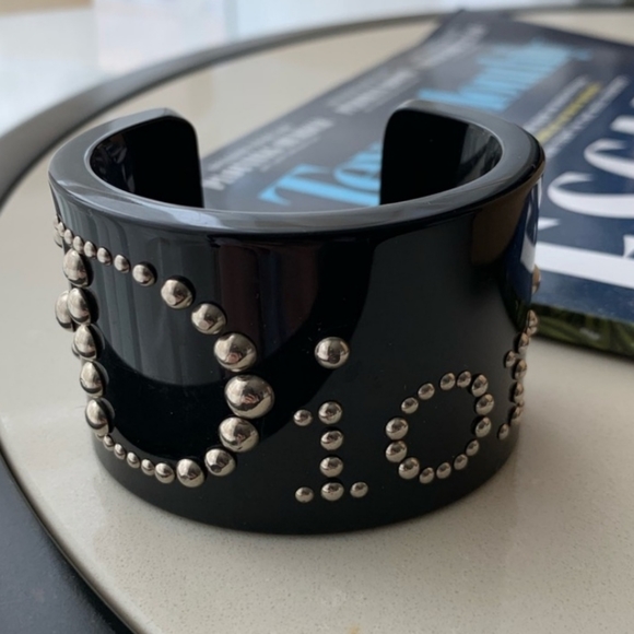 Dior | Jewelry | Dior Studded Lucite Bracelet Black | Poshmark